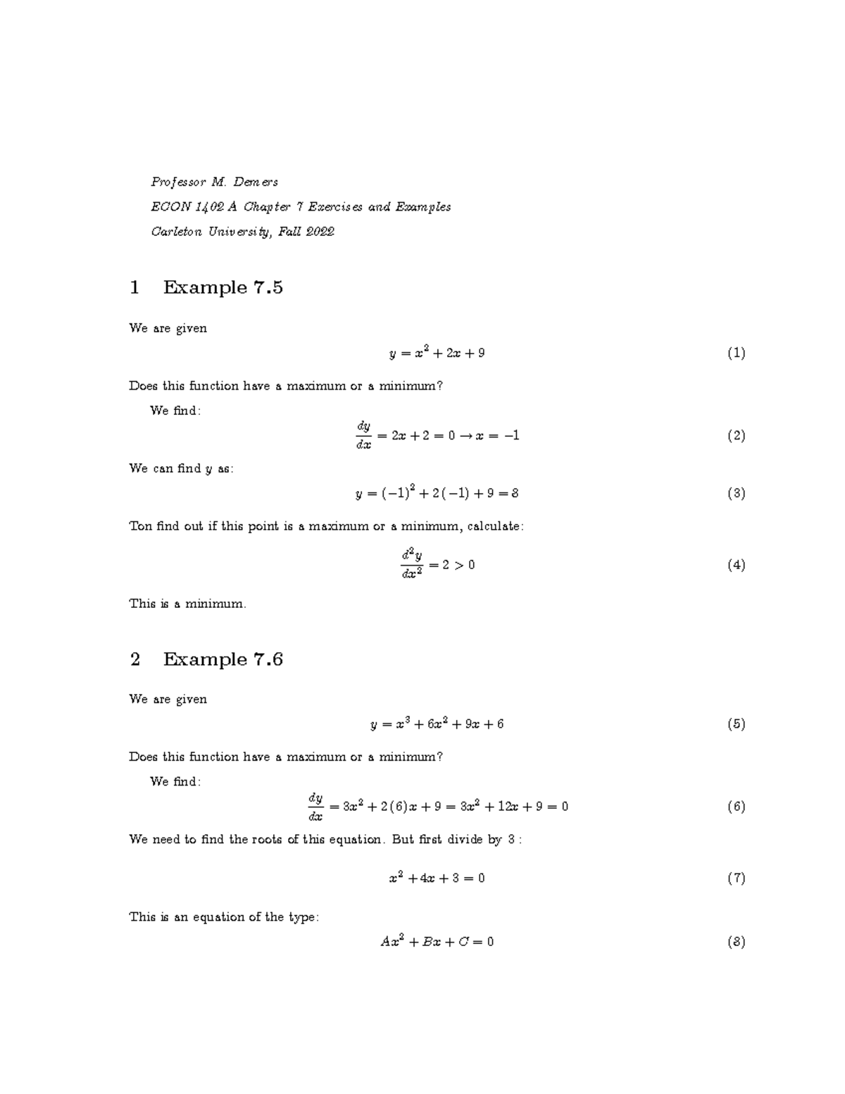 ECON 1402 A Chapter 7 Exercises & Examples - Fall 2022 - Studocu