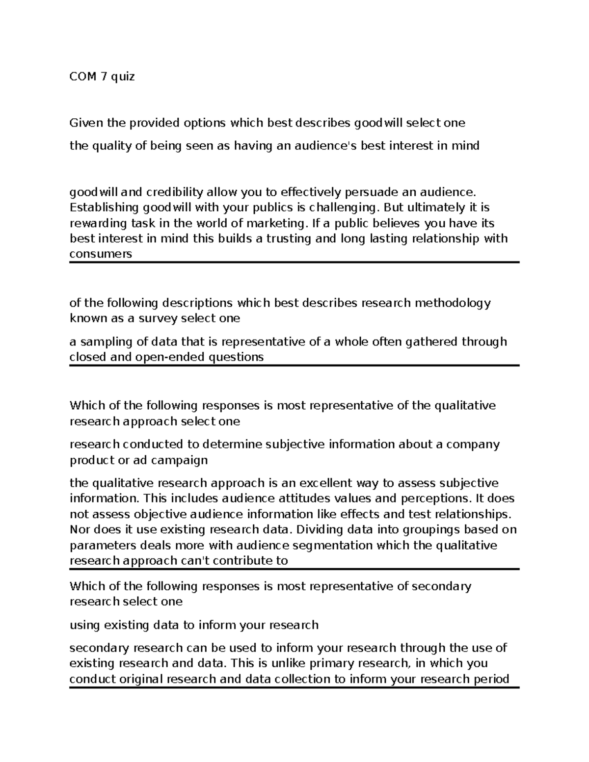 COM 225 Quiz 7 Answers & Insights on Audience Engagement Strategies ...