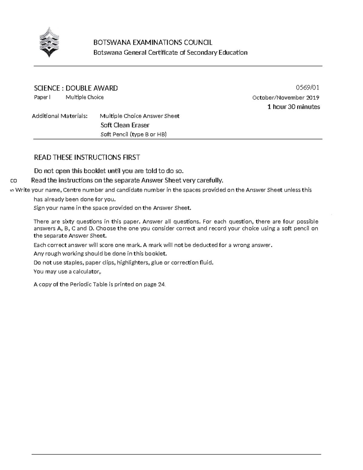Bgcse SDA Paper 1 2019: Complete Multiple Choice Guide - Studocu