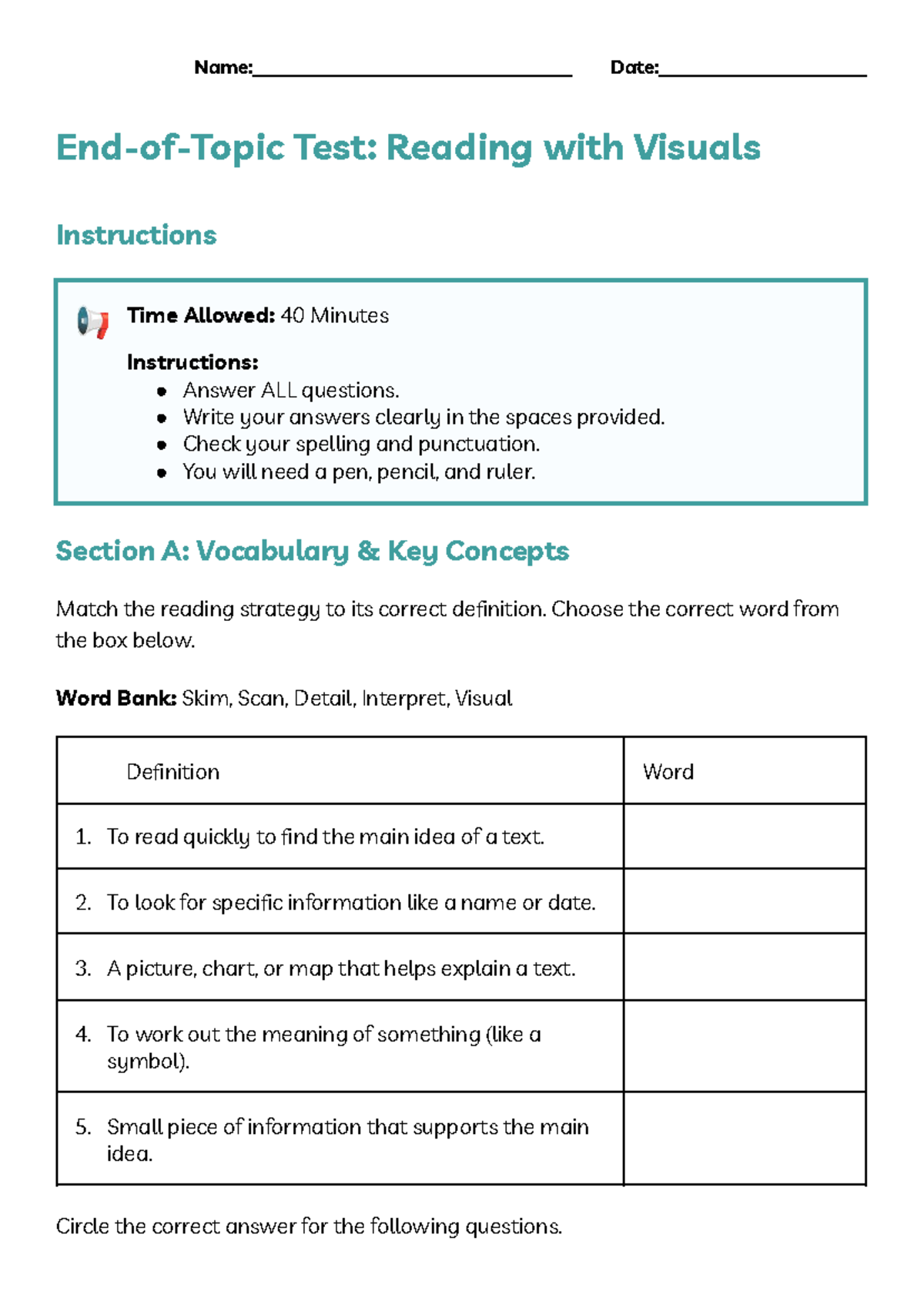 Reading Informational Texts with Visuals - GRADE 4 Test - Studocu