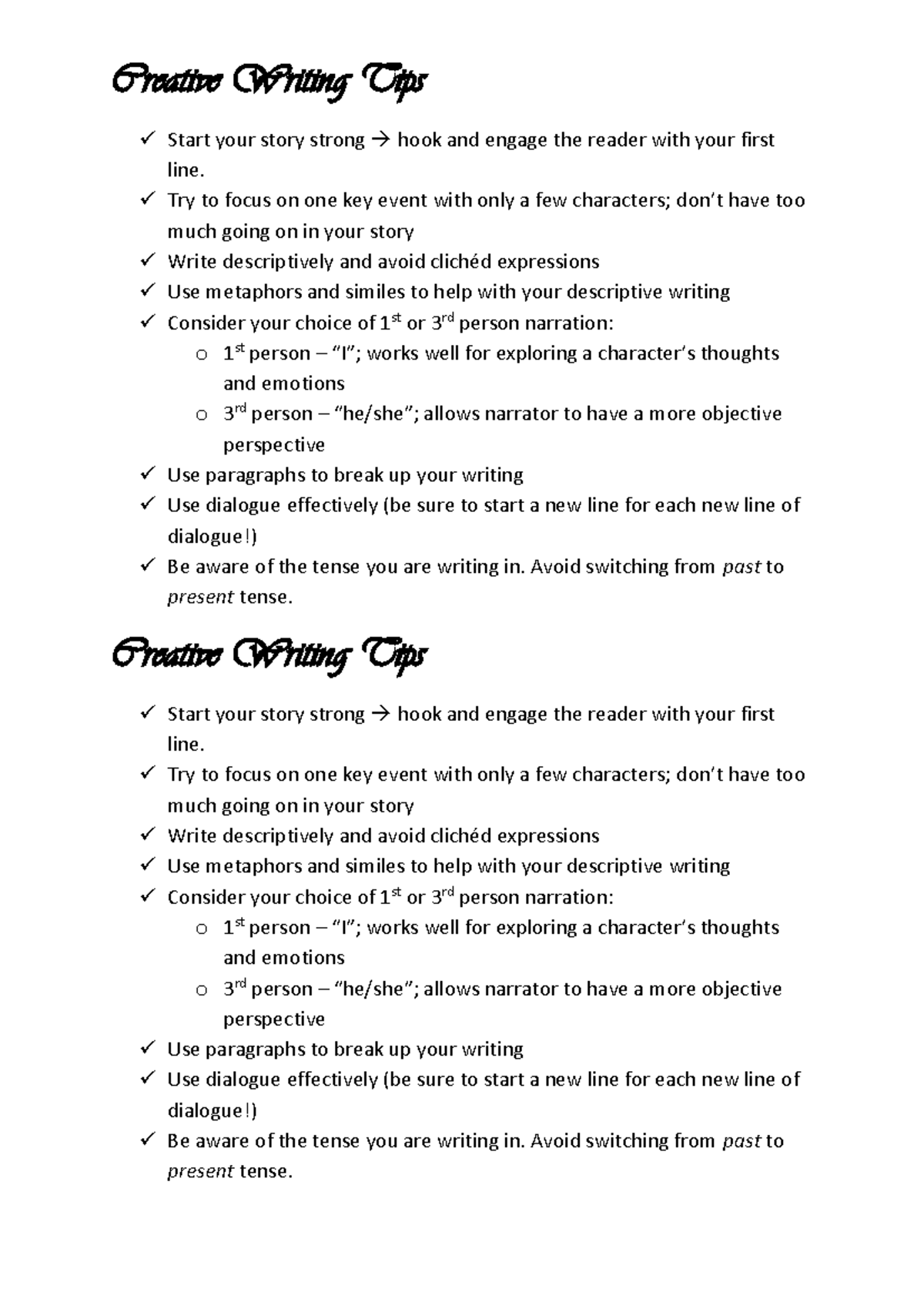 Year 11 - Essential Creative Writing Tips for Engaging Stories - Studocu