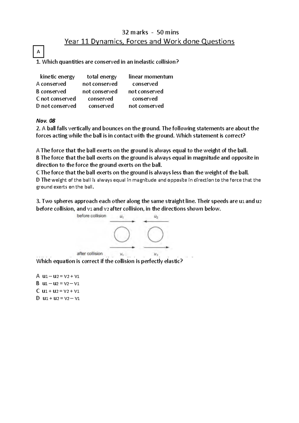M2 Quiz - Year 11 Dynamics, Forces & Work Questions - Studocu