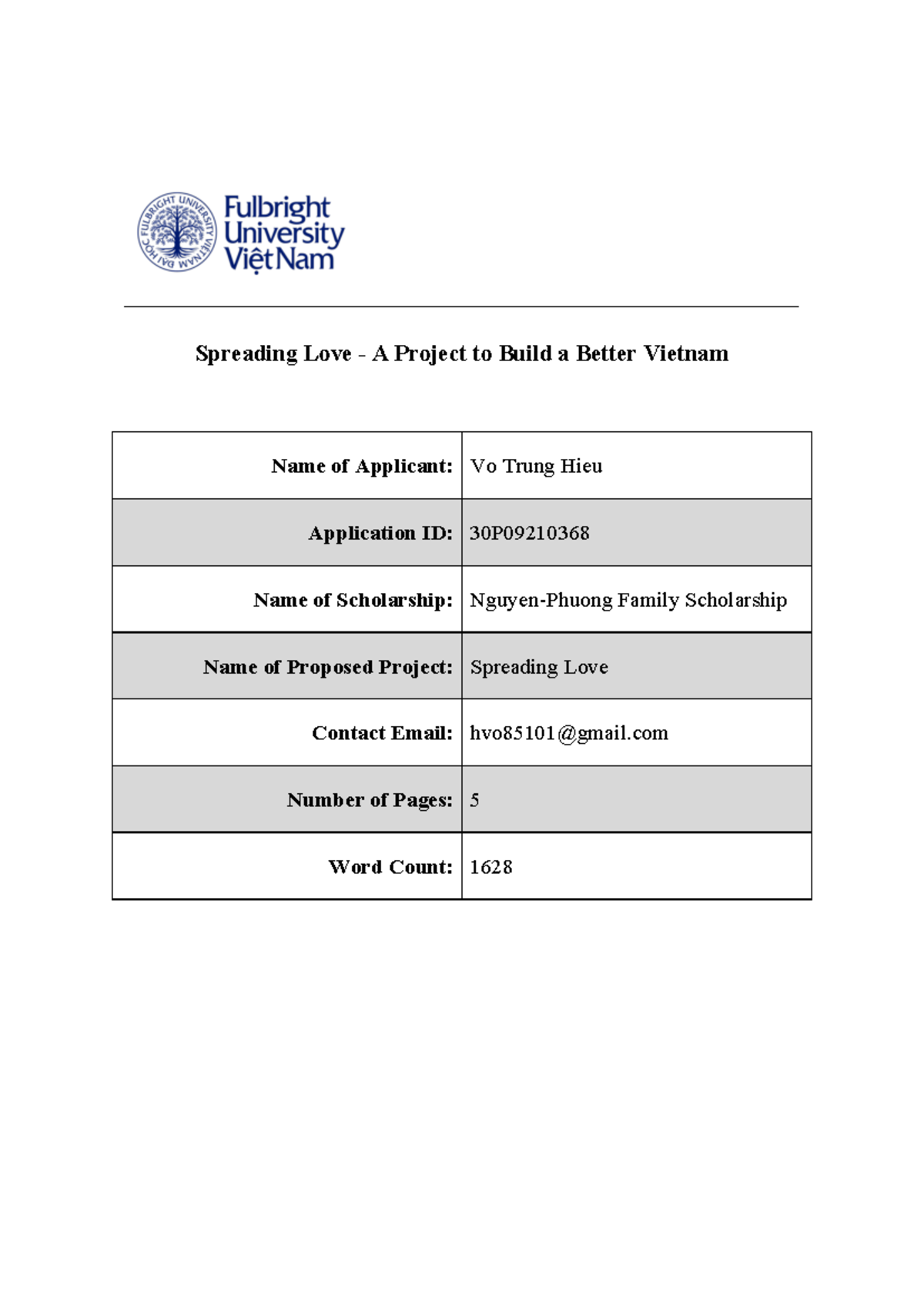 Spreading Love: A Project for a Better Vietnam - Fulbright Application ...