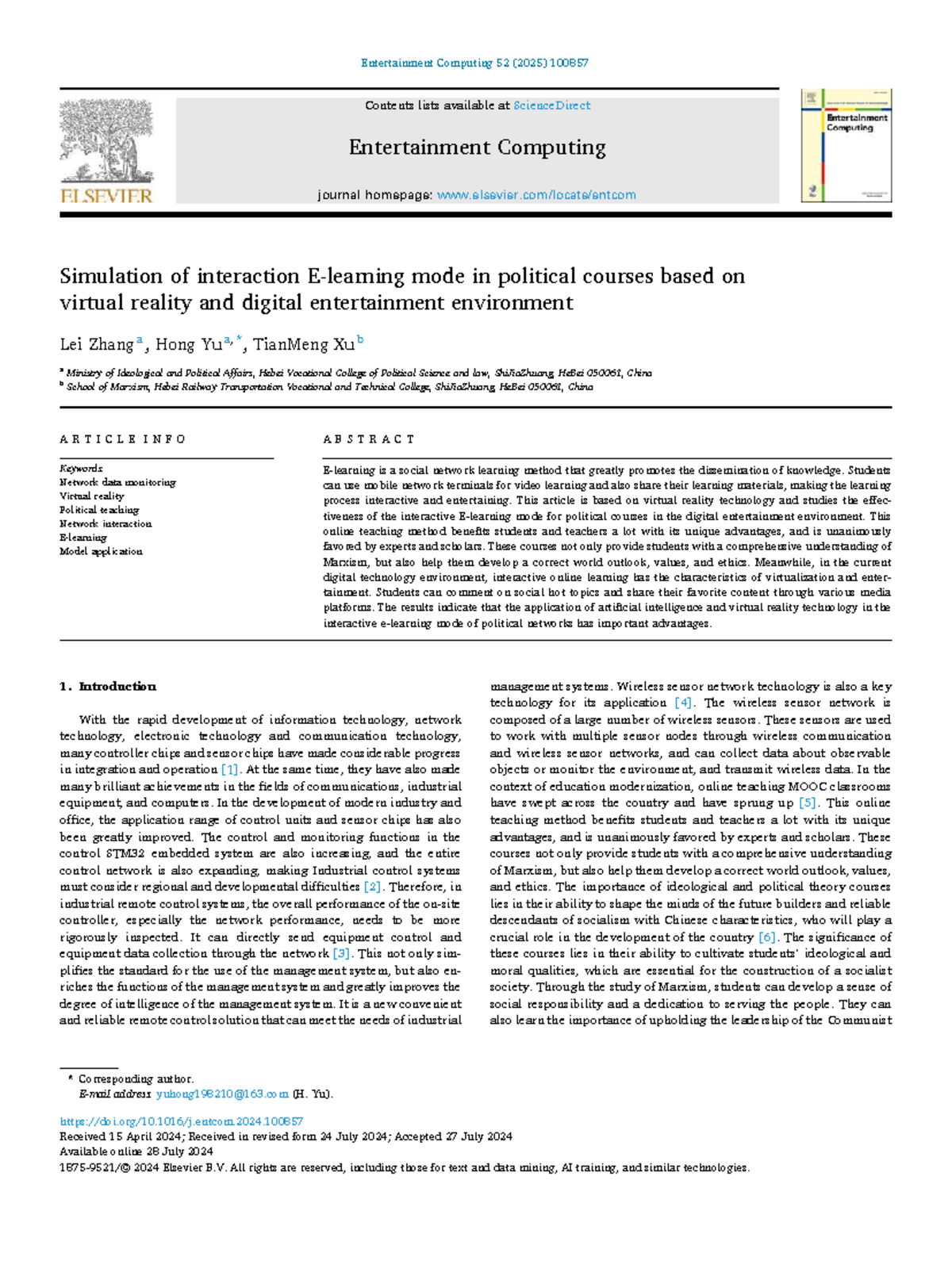 Simulation of Interaction E-Learning Mode in Political Courses (ECP 52 ...
