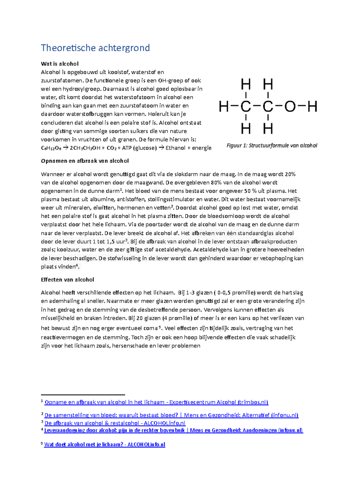 TA - Theoretische Achtergrond van Alcohol en Zijn Effecten - Studeersnel