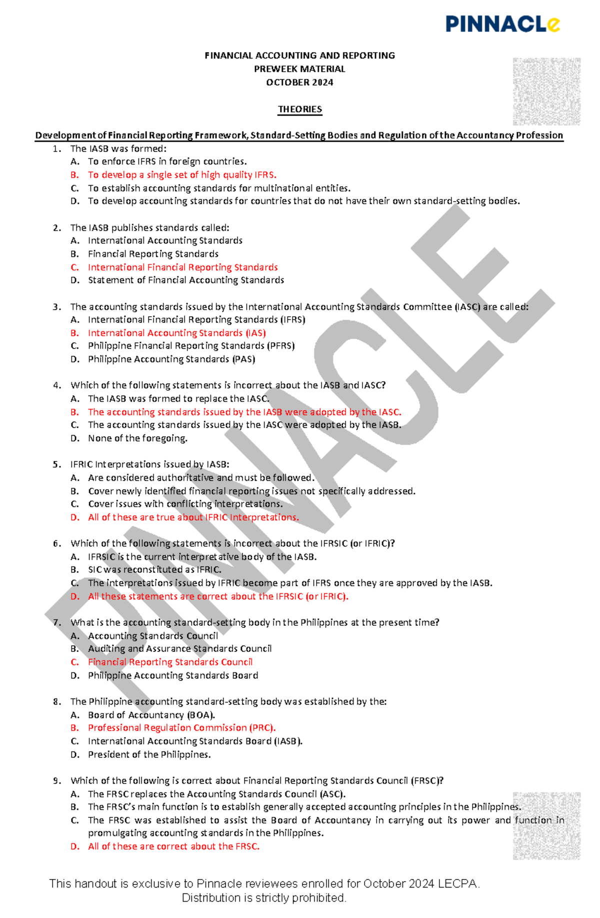 FAR 2024 Preweek Study Guide: Financial Accounting Theories and Frameworks - Studocu
