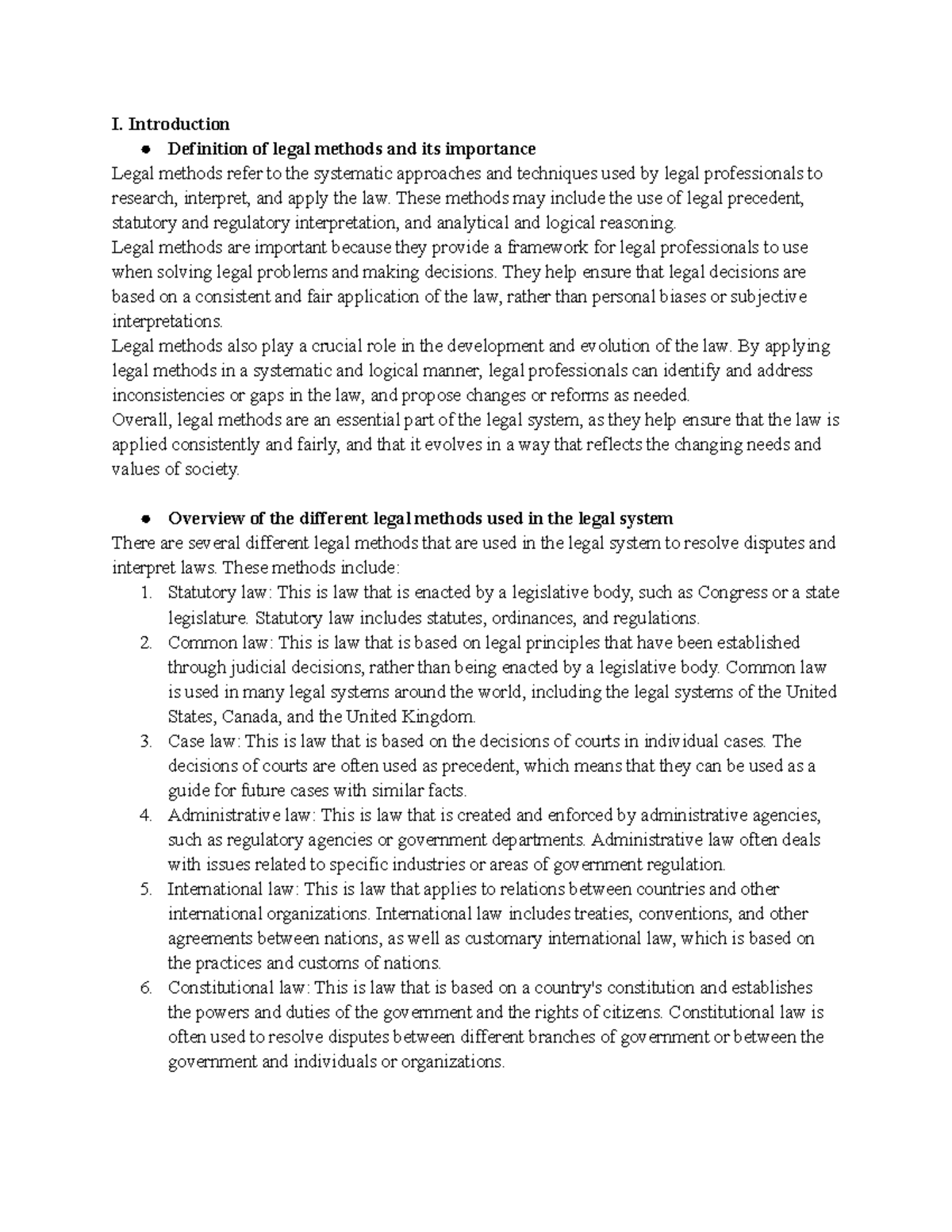 Legal Methods Notes: Comprehensive Overview of Legal Concepts and ...