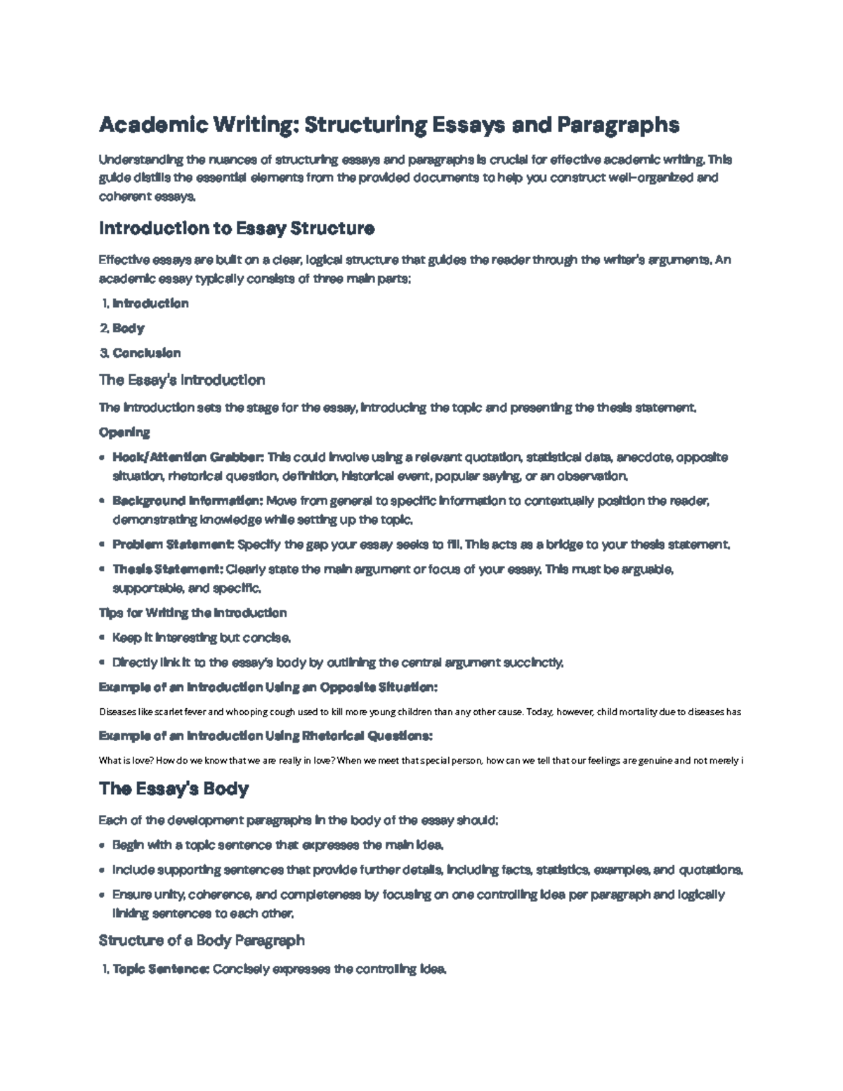 Academic Writing Guide: Structuring Essays and Paragraphs - Academic ...