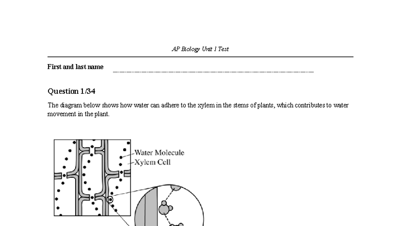 669603033 AP Biology Unit 1 Test Review Questions & Answers - Studocu