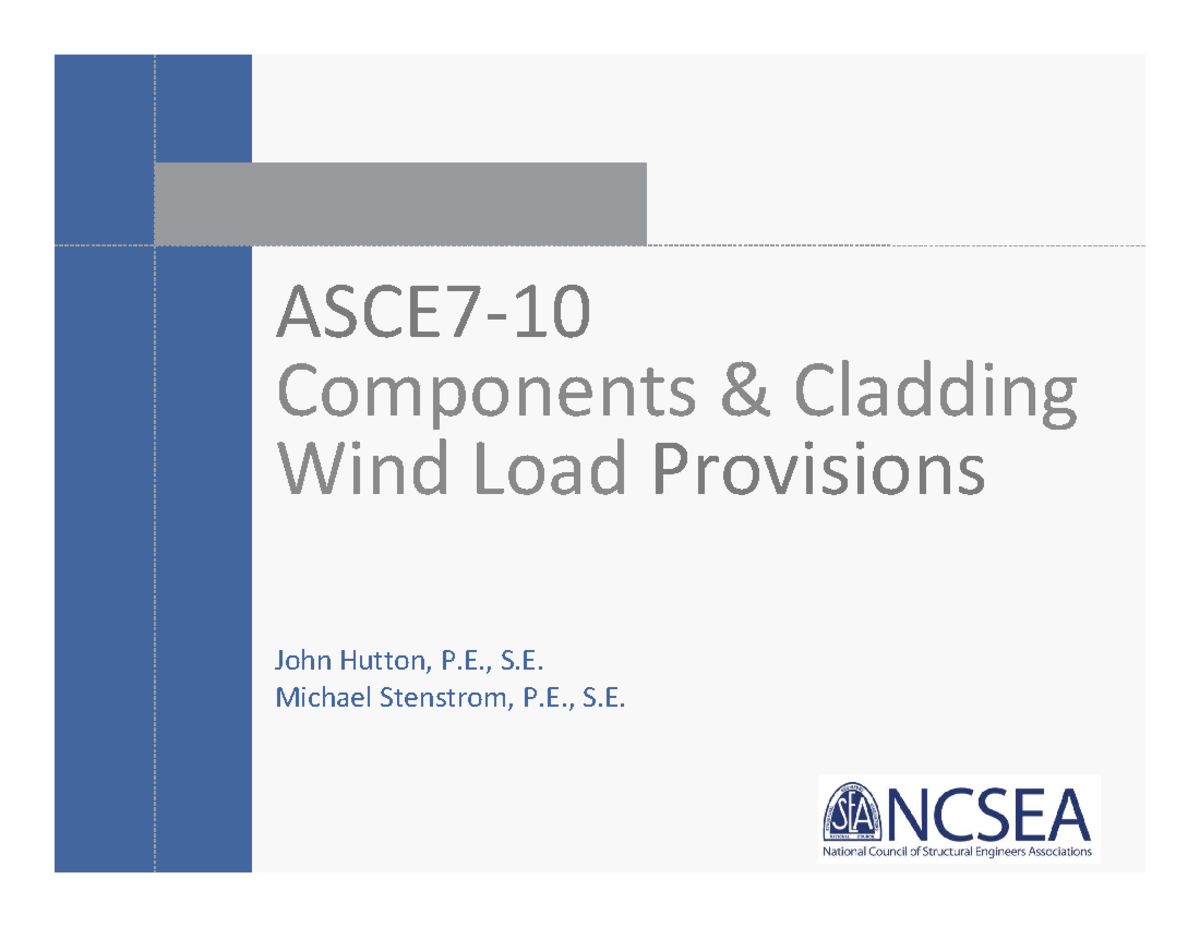 ASCE 7-10 Components & Cladding Wind Load Provisions Overview - Studocu