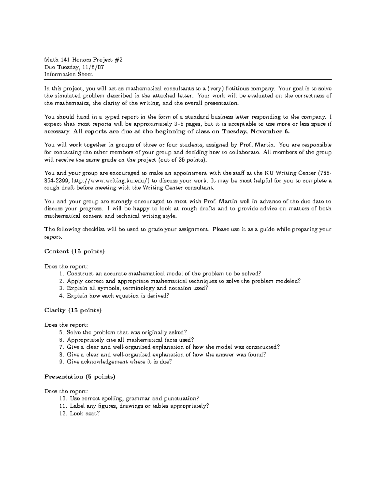 Math 141 Honors Project: Consulting on Triangular Wheel Design - Studocu