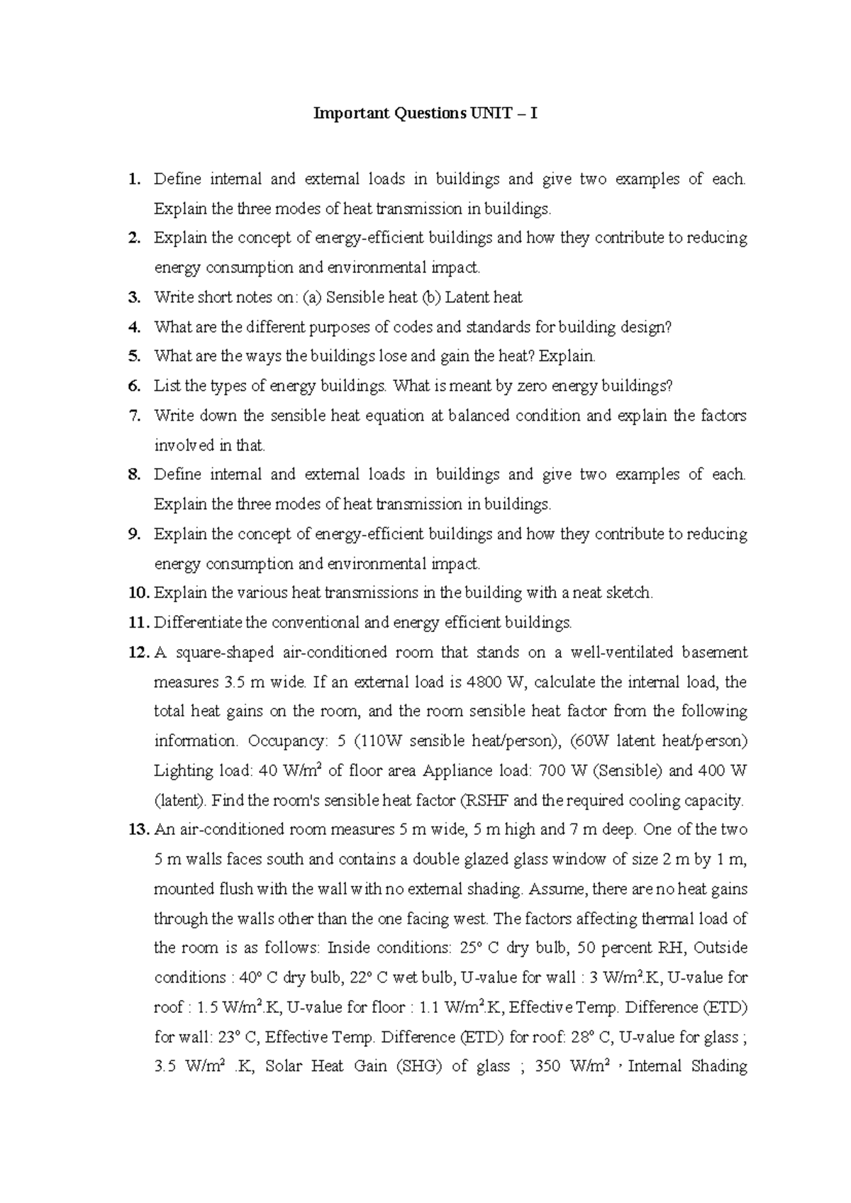 Important Questions for Building Design: Units 1 & 2 - Studocu