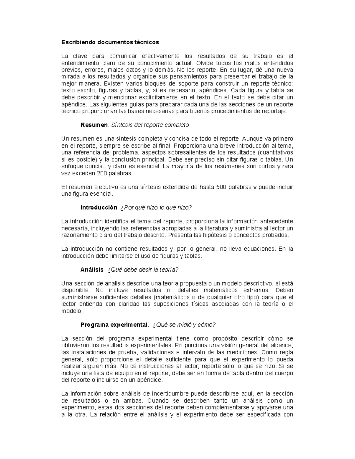 Reporte Lab: Guía para la Redacción de Documentos Técnicos - Studocu