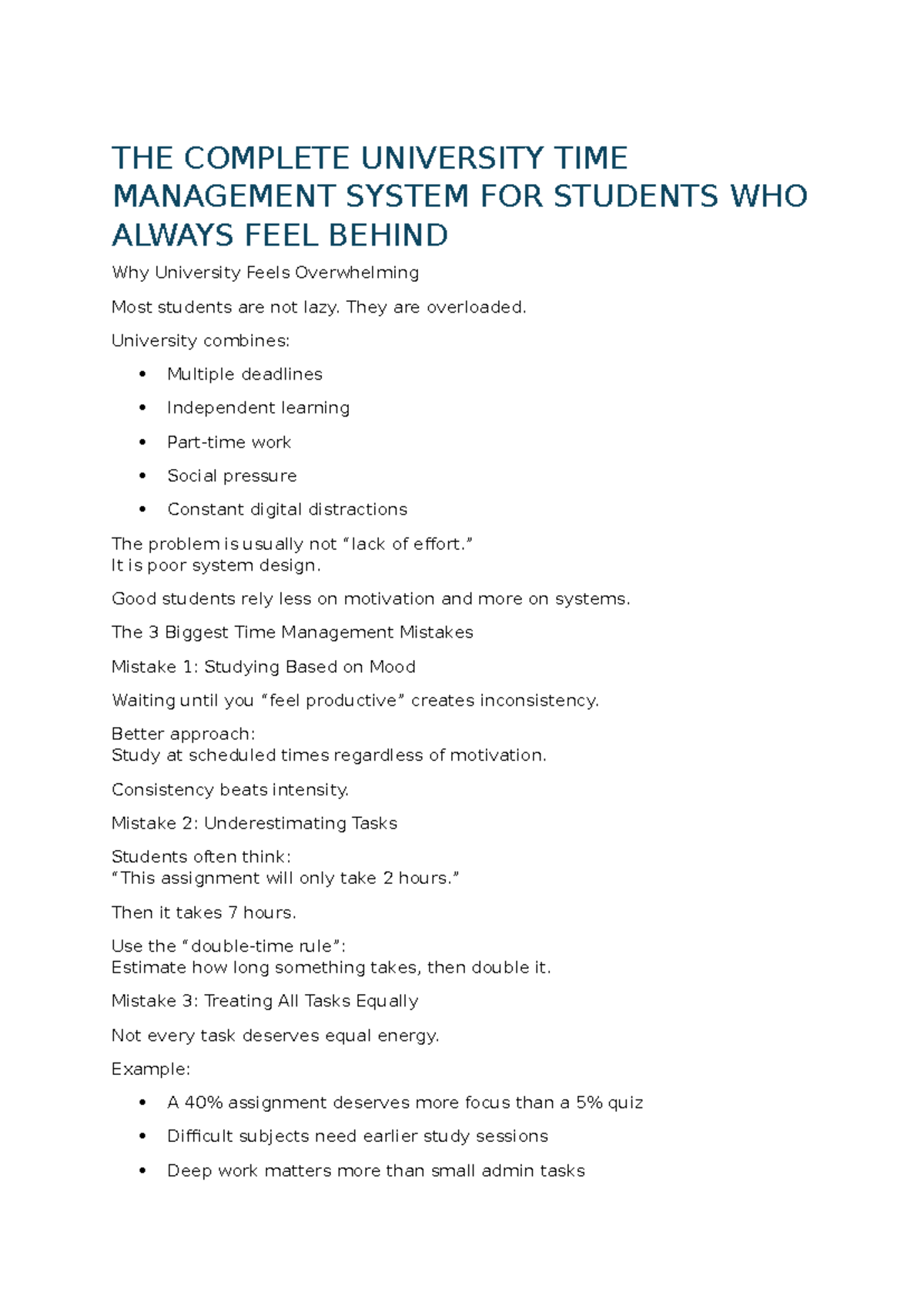 Effective Time Management Strategies for Students: A Comprehensive ...