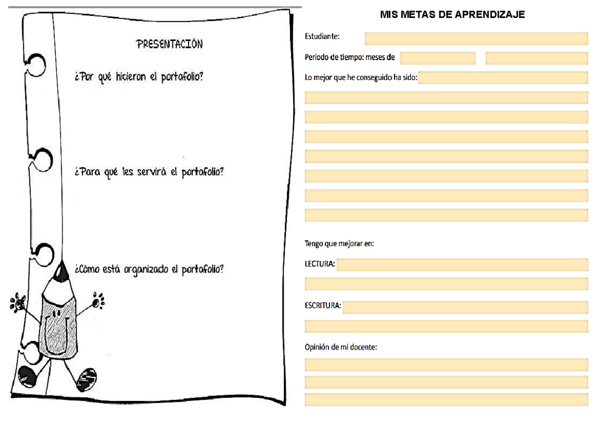 MIS METAS DE APRENDIZAJE: Esquema de Portafolio (Anexo 20/03/2019 ...