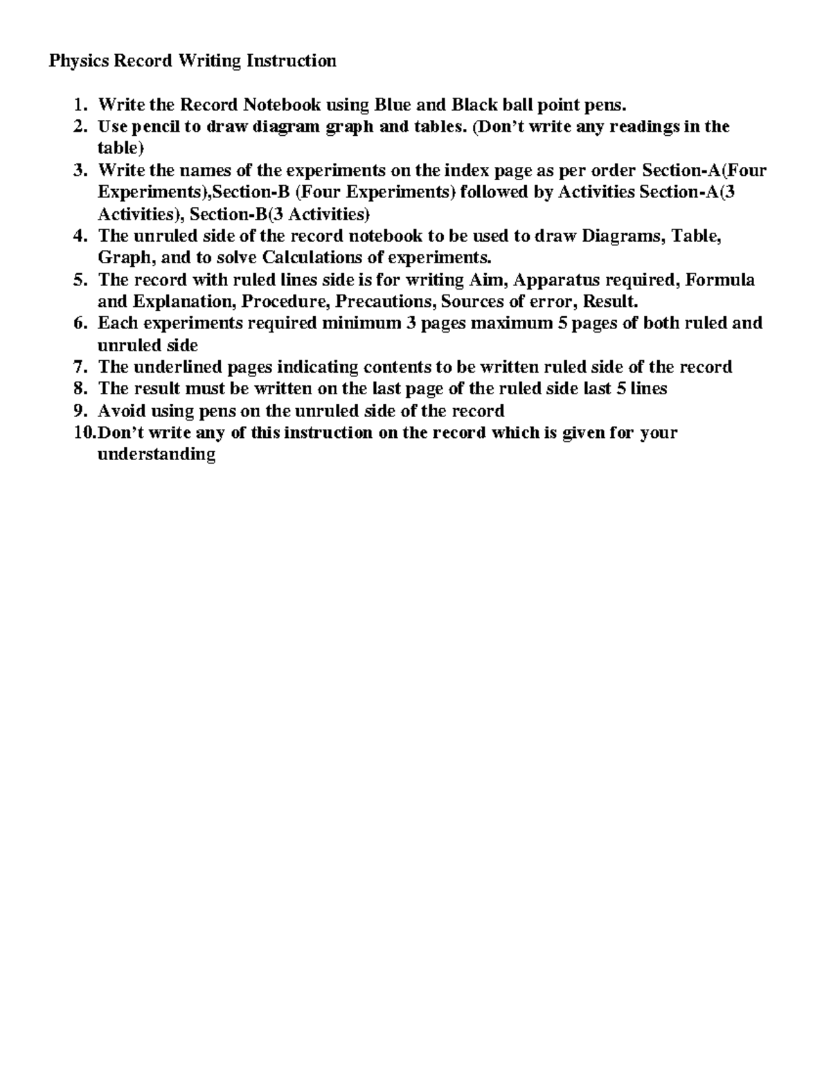 Physics Practical Guidelines for Record Writing in PHYS101 - Studocu