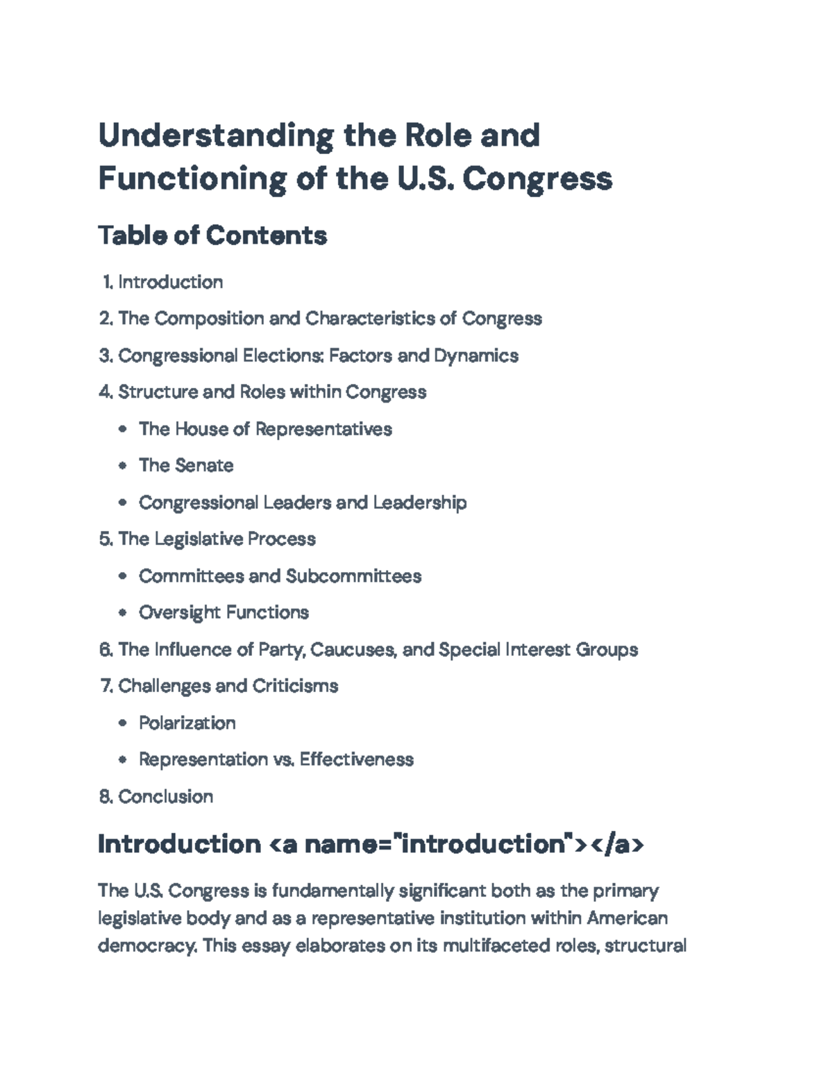 Understanding the U.S. Congress: Structure, Elections, and Key ...