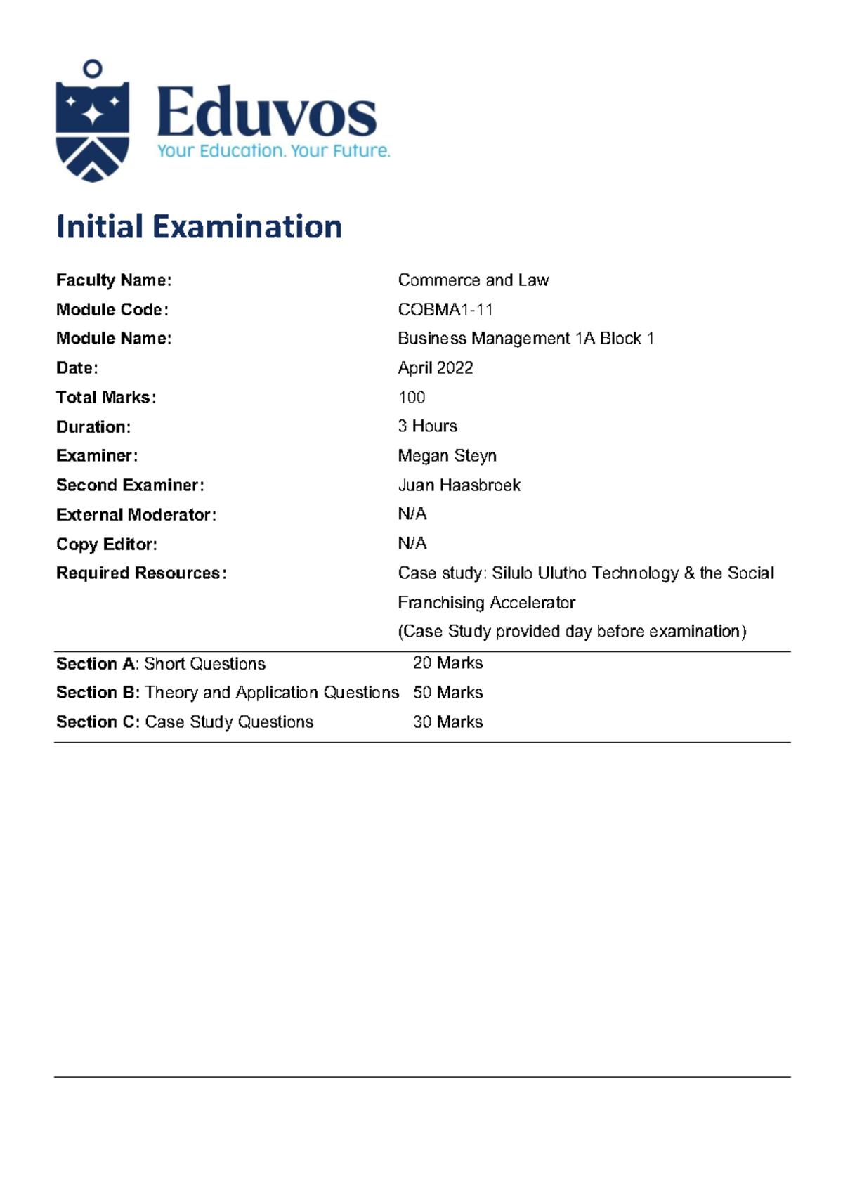 Cobma 1-B11 - Comprehensive Initial Exam Review and Case Analysis - Studocu