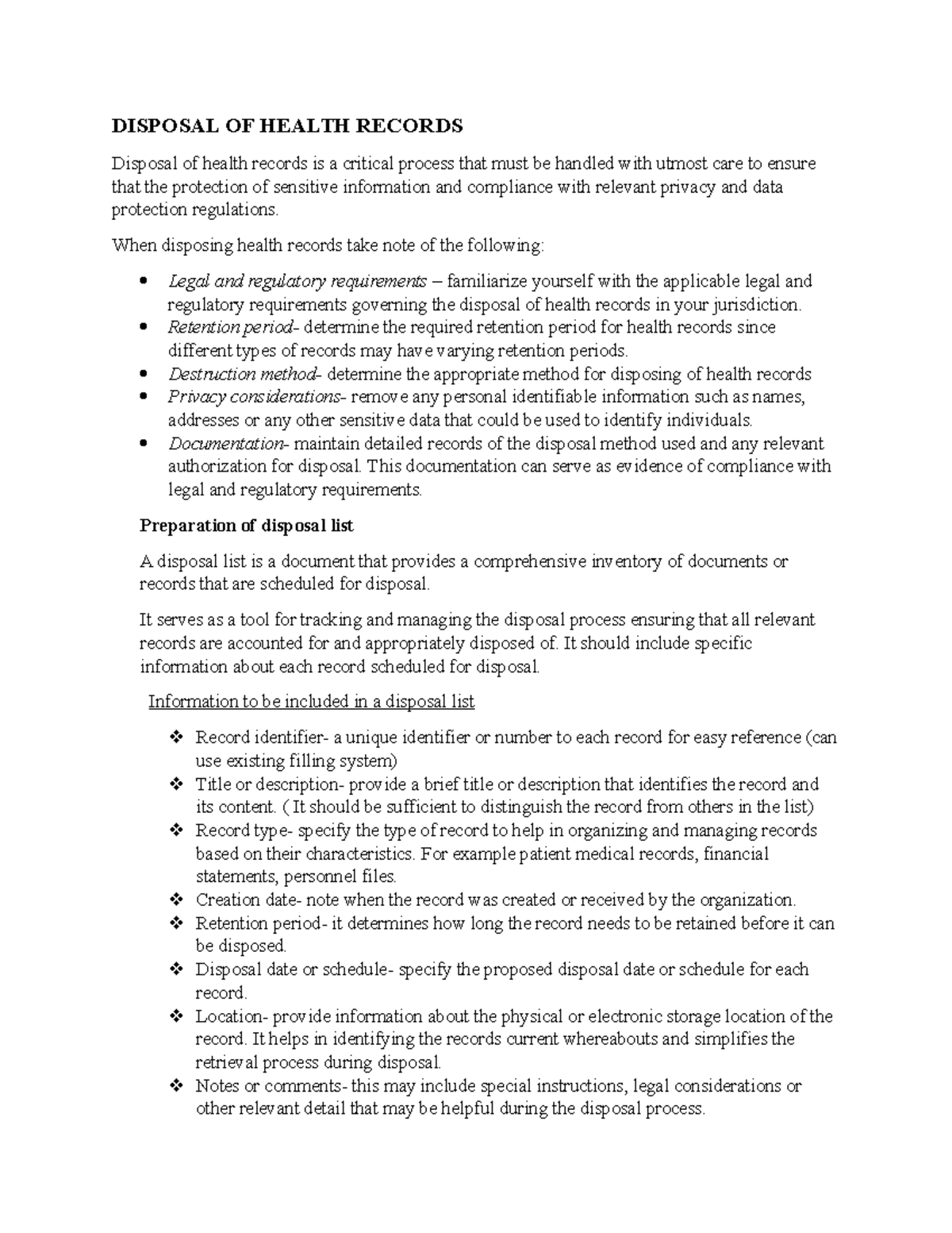Disposal Procedures for Health Records: Guidelines & Best Practices ...