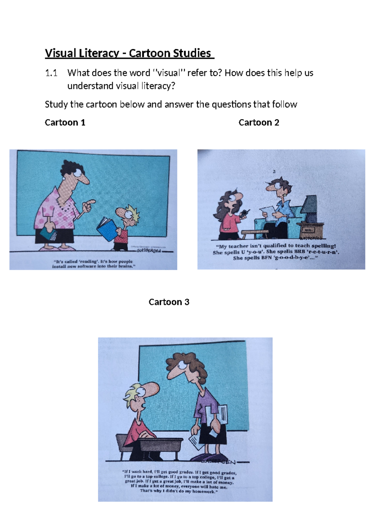 Grade 10 Cartoon - Visual Literacy - Visual Literacy - Cartoon Studies ...