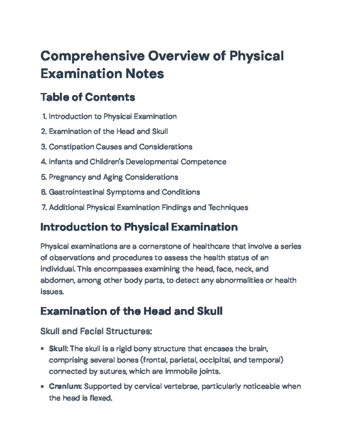 Comprehensive Physical Examination Notes for Healthcare Professionals ...