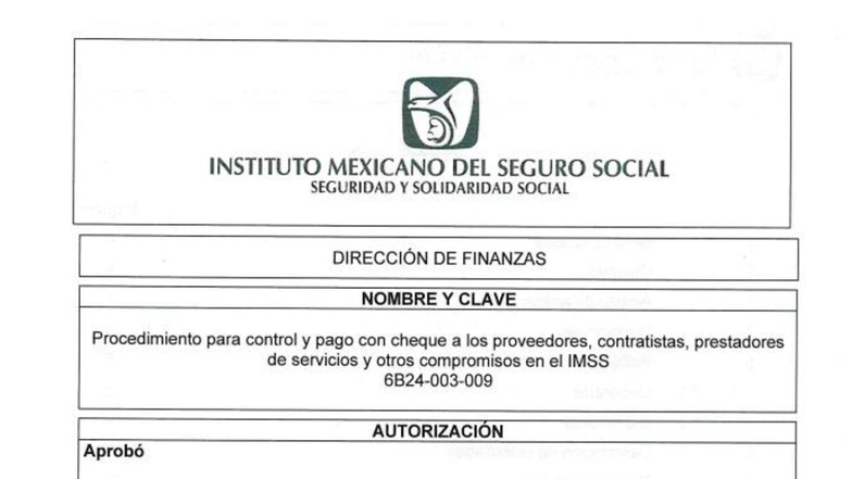 6B24-003-009 Procedimiento de Pago con Cheque a Proveedores - Studocu