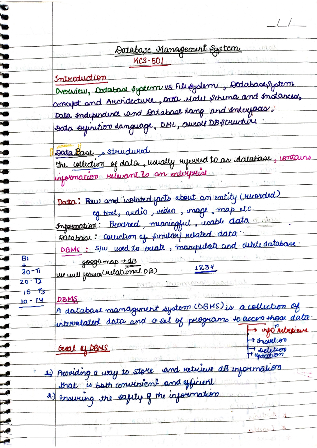 Unit1 DBMS - Lecture notes - Database Management System Introduction ...