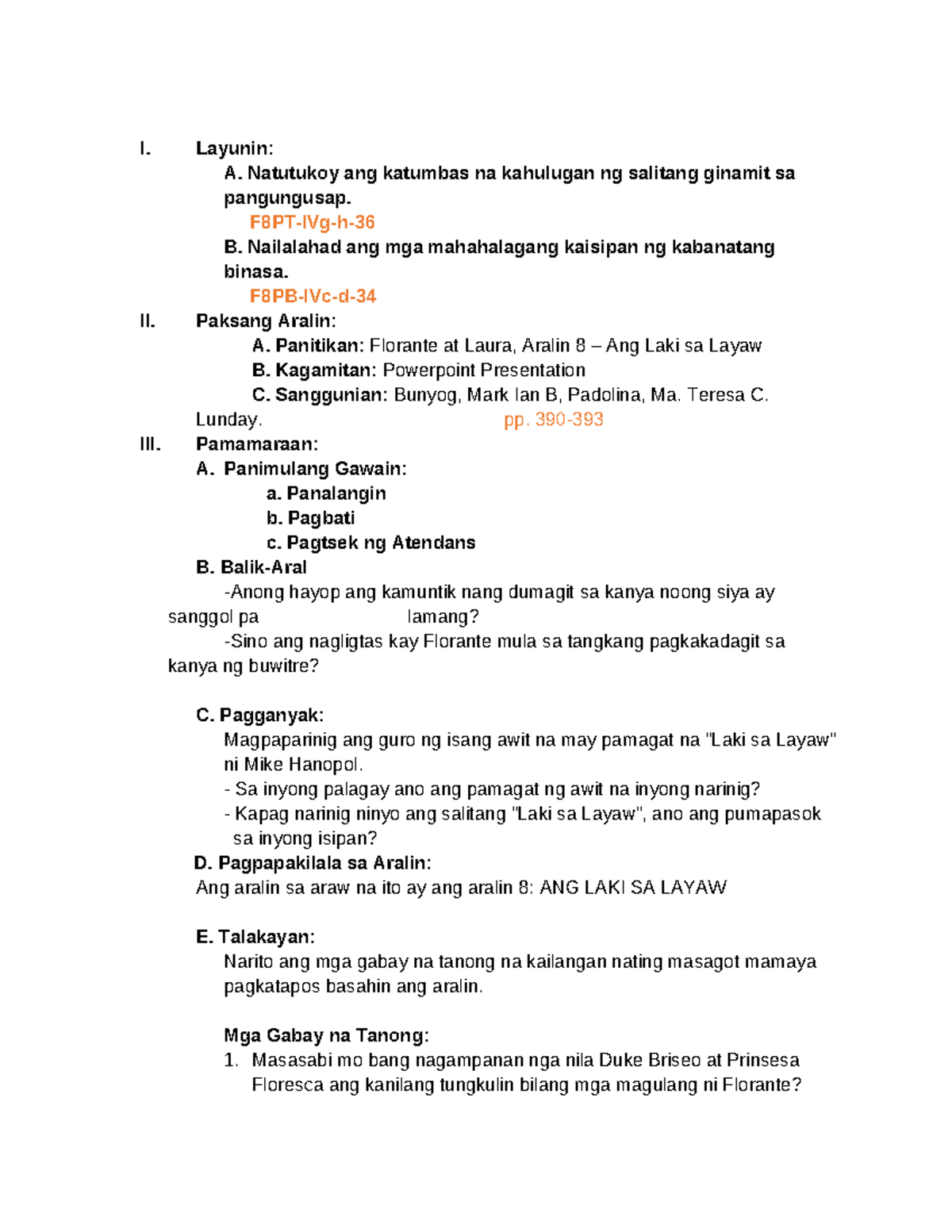 Aralin 8: Ang Laki sa Layaw - Florante at Laura (Pagsusuri at Gawain ...