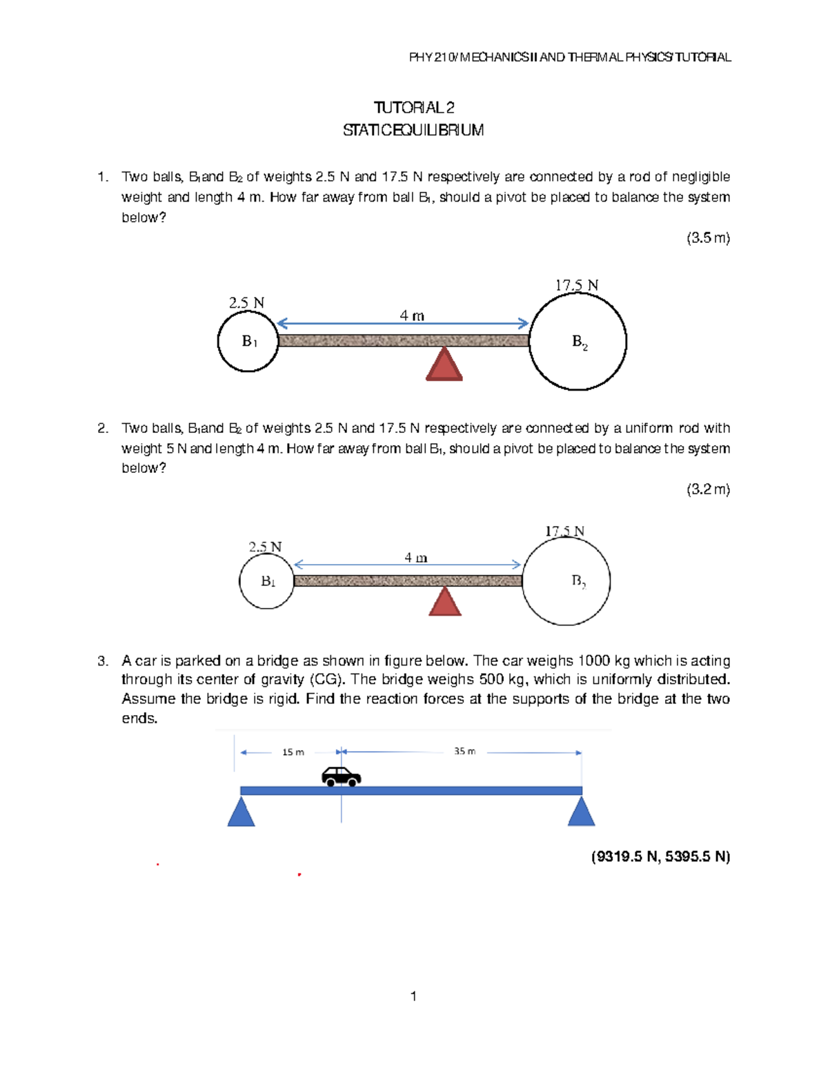PHY210 Tutorial 2 (week 3) - PHY 210/MECHANICS II AND THERMAL PHYSICS ...