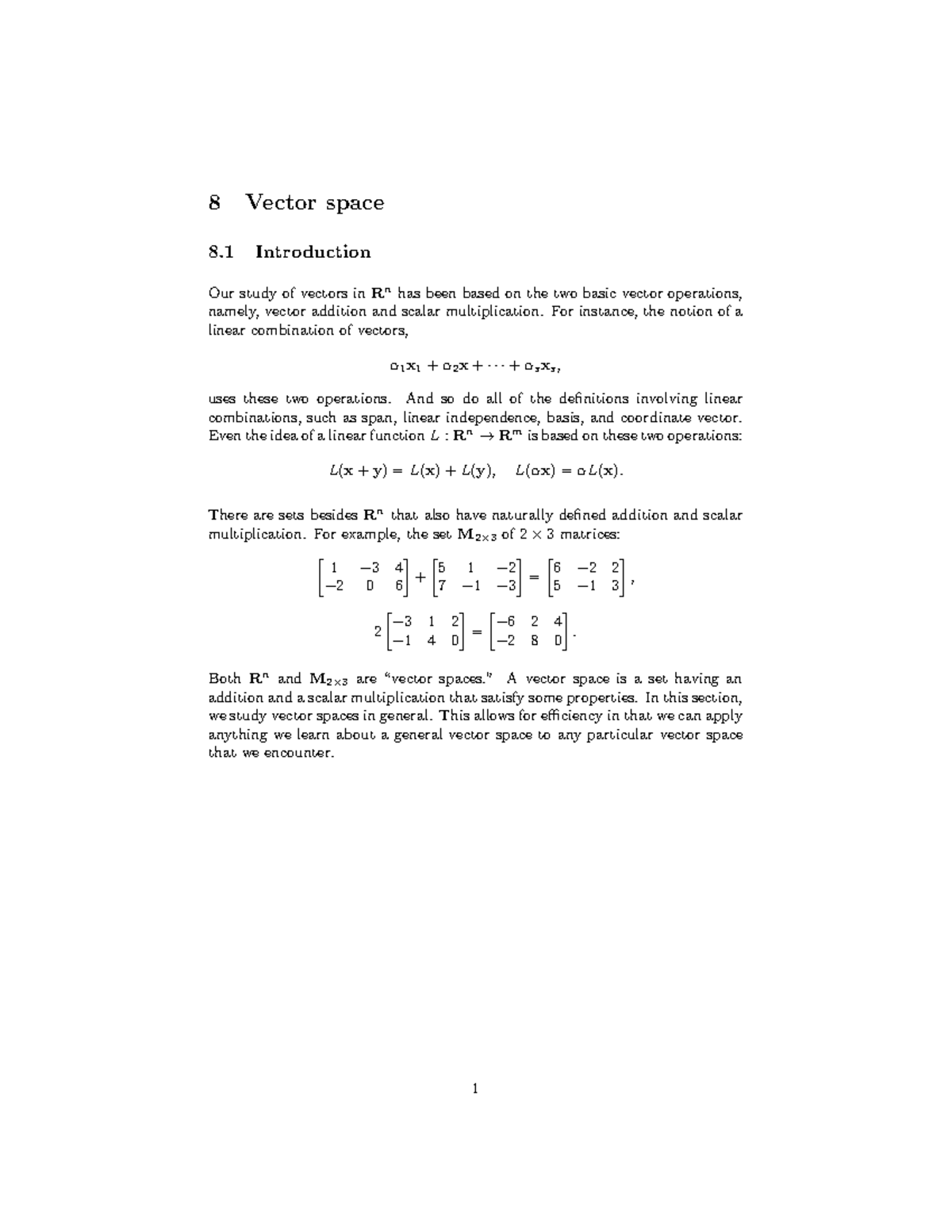 Vector Space & Subspace Concepts - MA101 Lecture Notes - Studocu