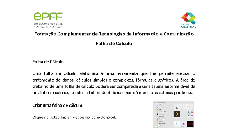 TIC3B - Folha de Cálculo: Guia Completo para Excel - Studocu