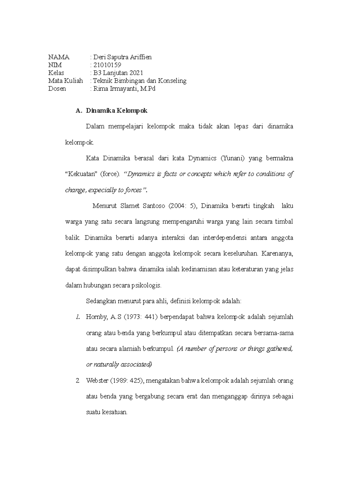 Deri Saputra Ariffien B3 Tugas 2 Teknik Bimbingan dan Konseling ...