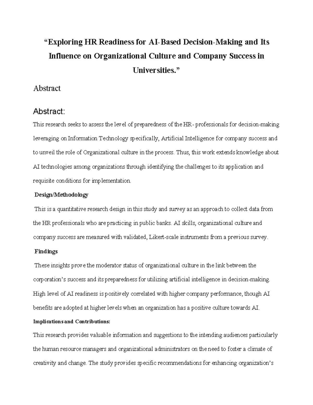 HR Readiness and Organizational Culture: Impact on Company Success ...