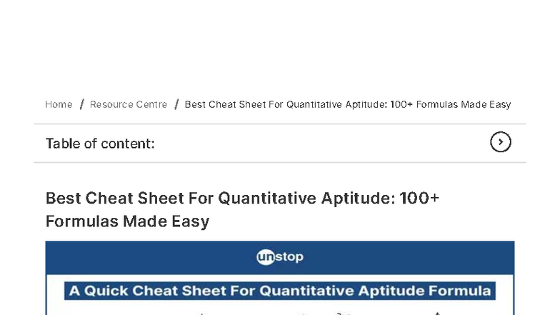 ED815DF0 Quantitative Aptitude Cheat Sheet: 1008 Essential Formulas ...