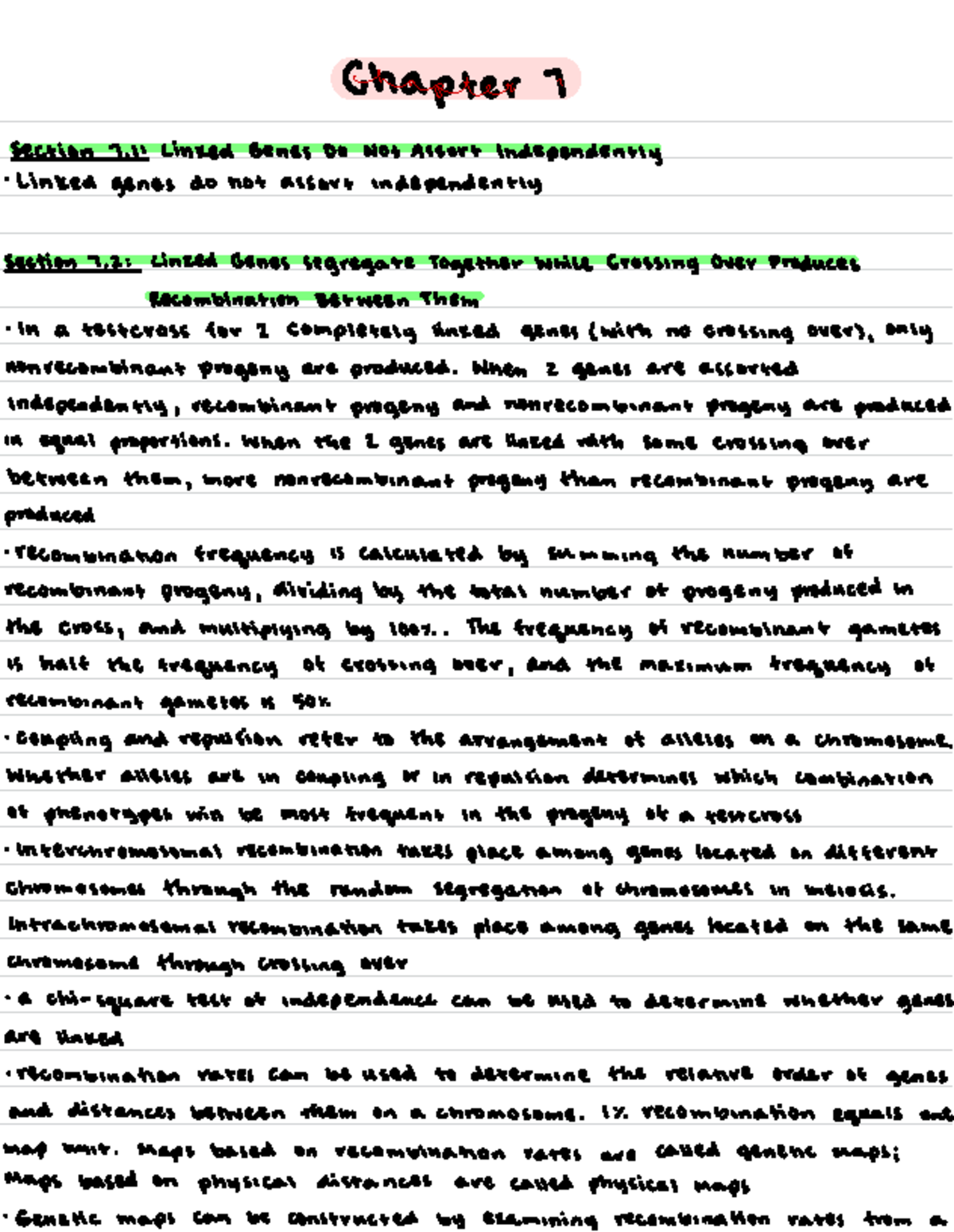 Chapter 7 Textbook Notes - Chapter 7 section 1.1 Genes Do ...