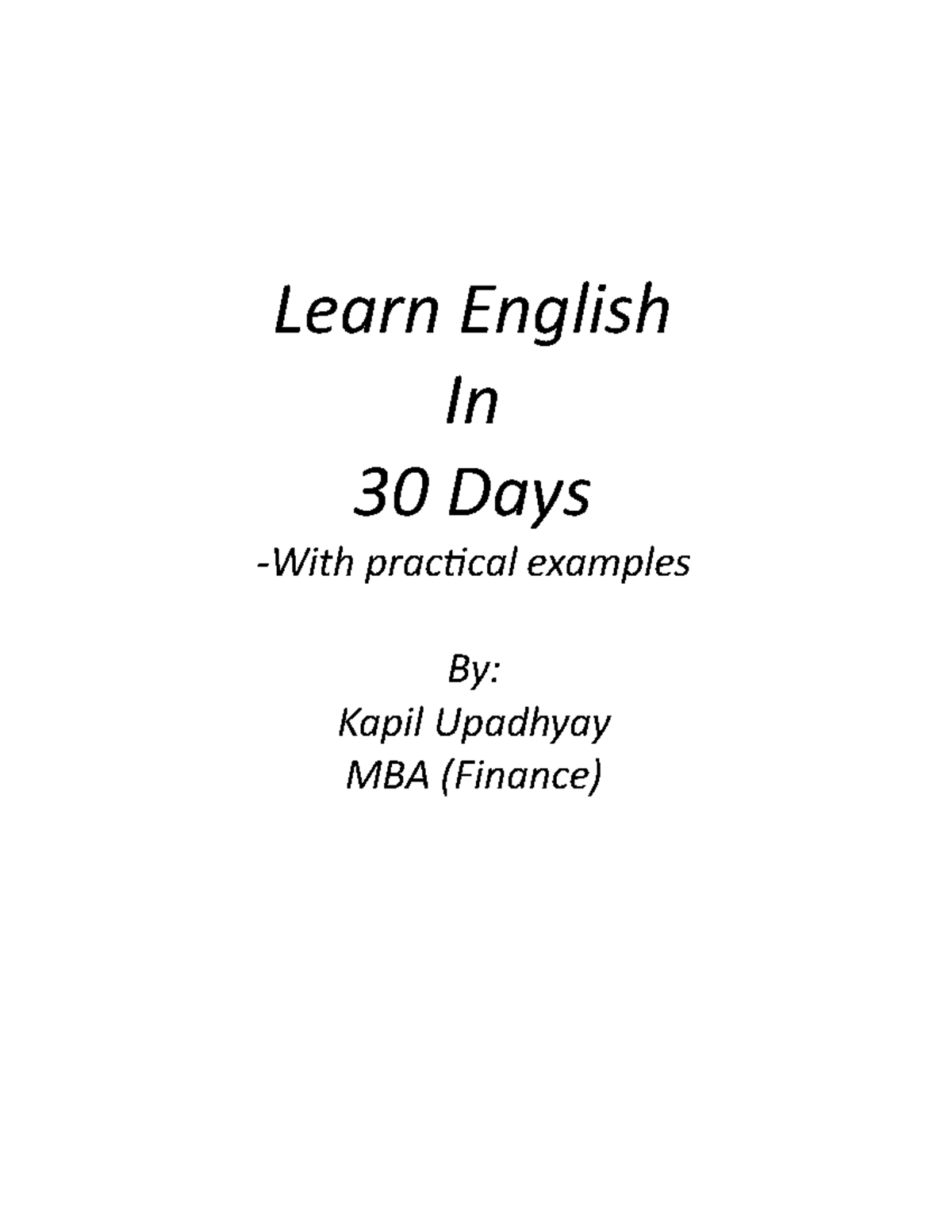 Learn English in 30 Days: Practical Examples (Kapil Upadhyay) - Studocu