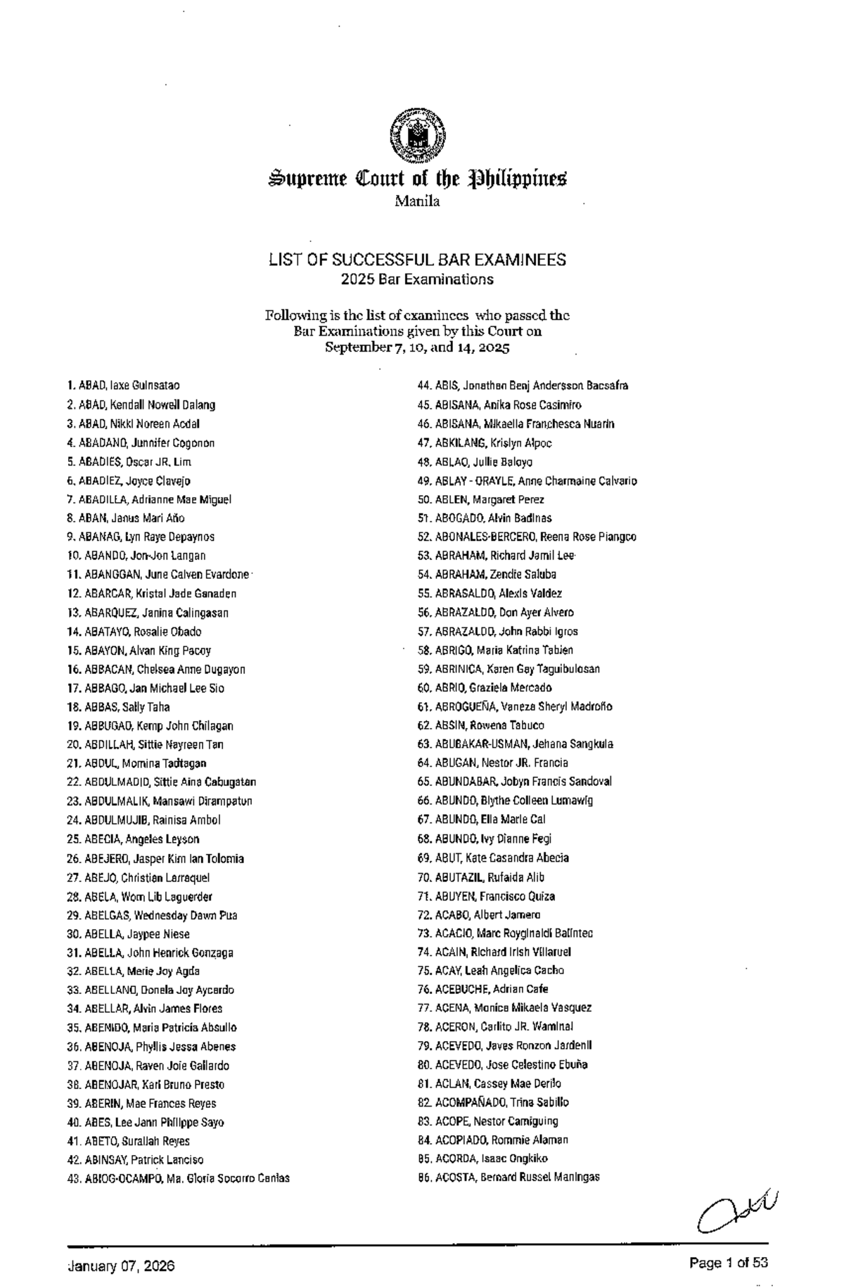2025 Bar Exam Passers - List of Successful Examinees - Studocu