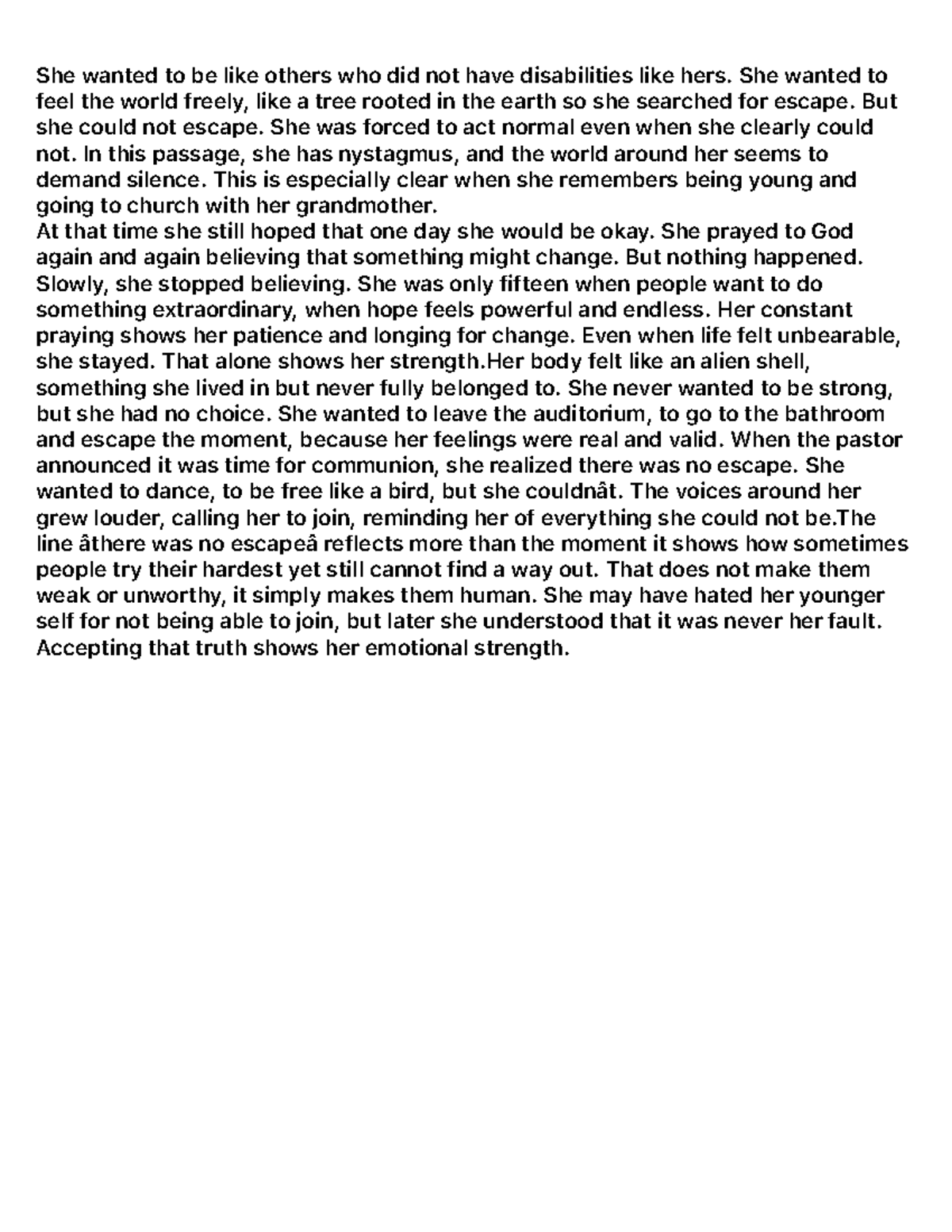 English Essay Notes: Understanding Strength in Disability - Studocu