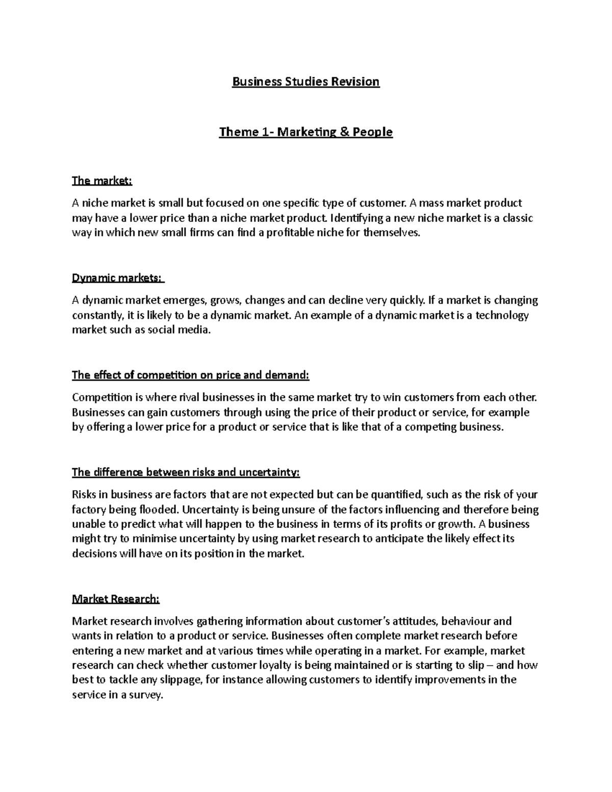 Business Studies Revision end of year 12 - Business Studies Revision ...