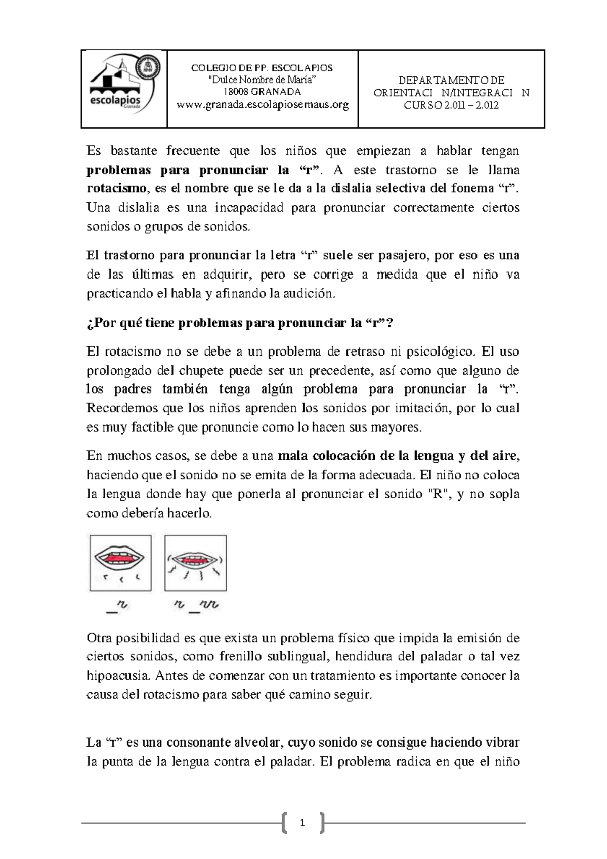 Ejercicios y Técnicas para Abordar el Rotacismo en Niños - COLEGIO DE ...