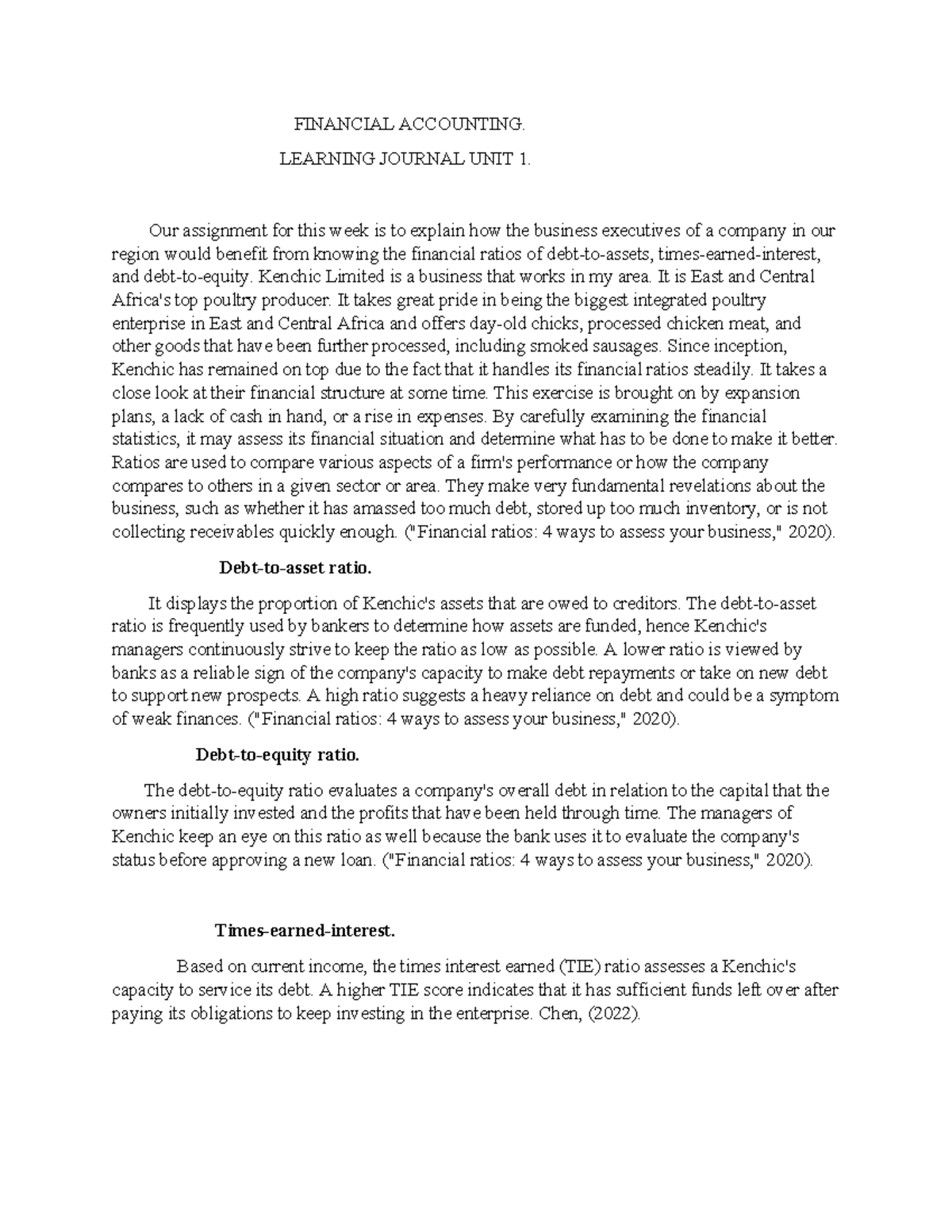 Financial Accounting Learning Journal UNIT 1 - FINANCIAL ACCOUNTING ...
