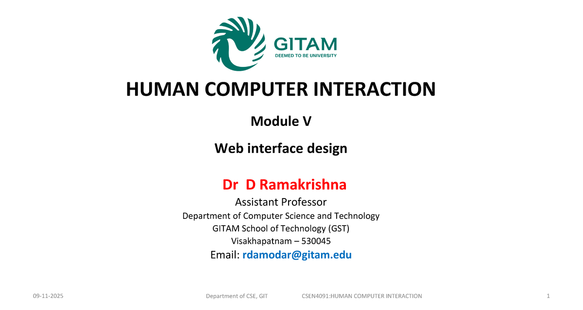 CSEN4091: HCI Module V - Web Interface Design Principles - Studocu