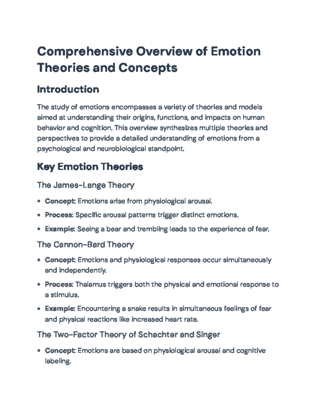 Overview of Emotion Theories and Concepts - PSY101 Lecture Notes ...