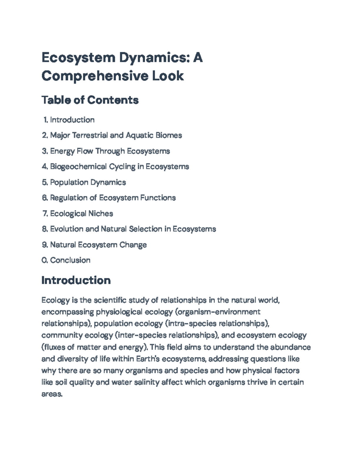 Ecosystem Dynamics: Comprehensive Insights into Functioning and Change ...