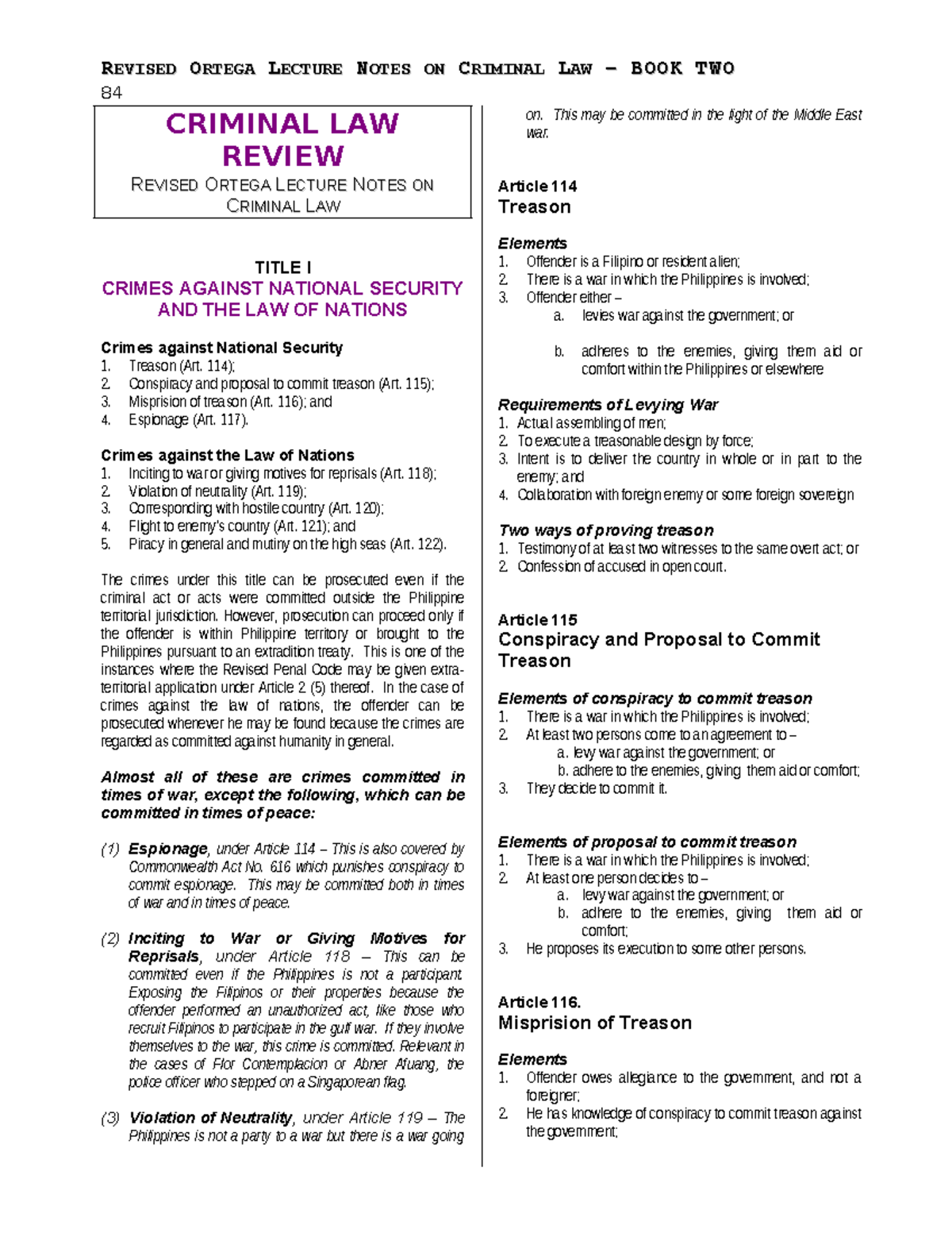 355408513 Criminal Law Review: Crimes Against National Security - Studocu