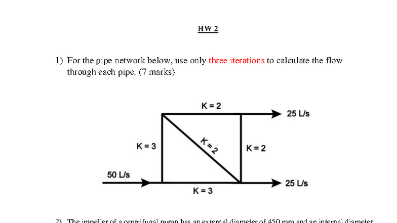 HW 2 - Pipe Network Flow Calculations and Pump Analysis - Studocu