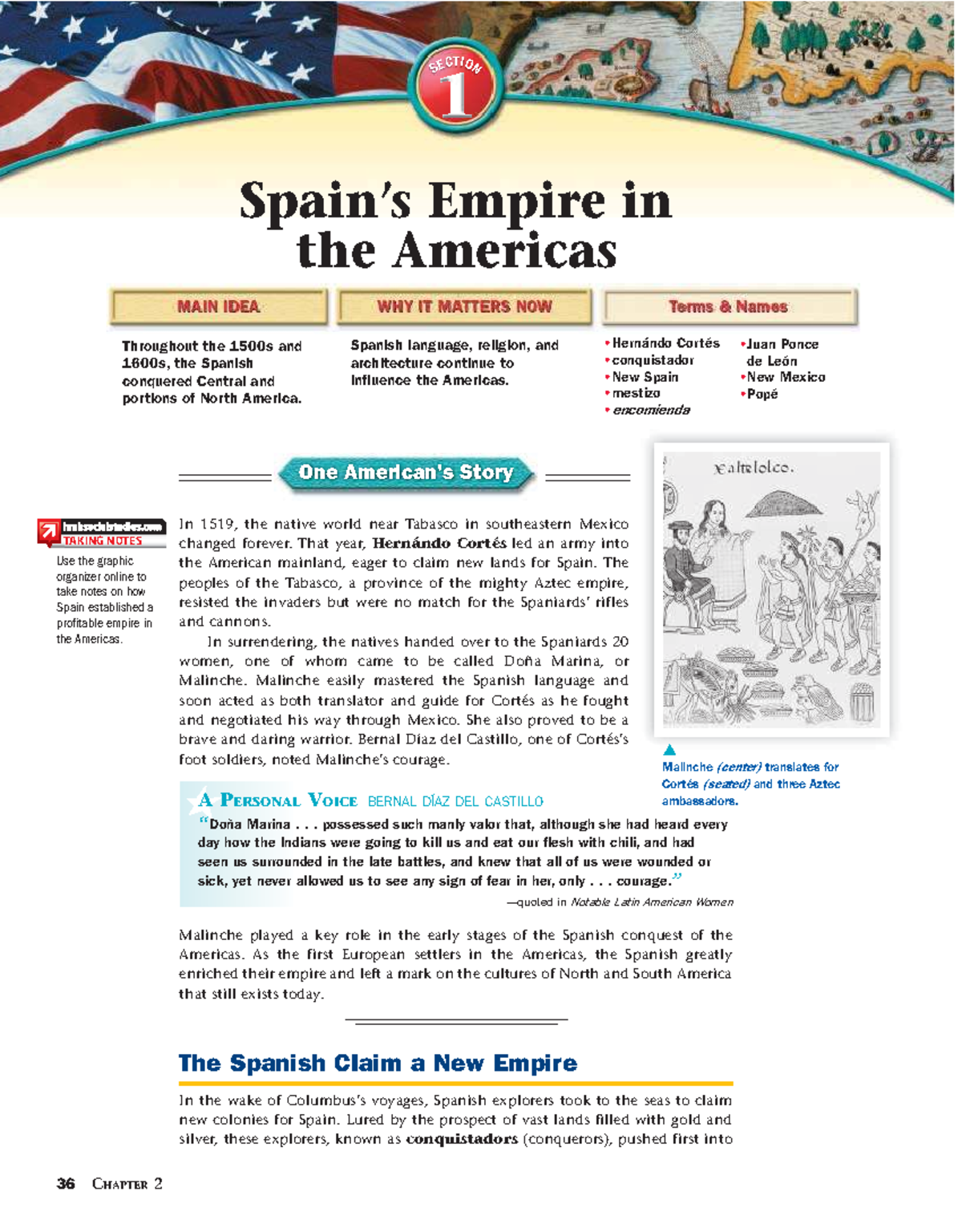 SE C T I ON Spanish Conquest and Empire in the Americas (Chpt 2 Sec 1 ...