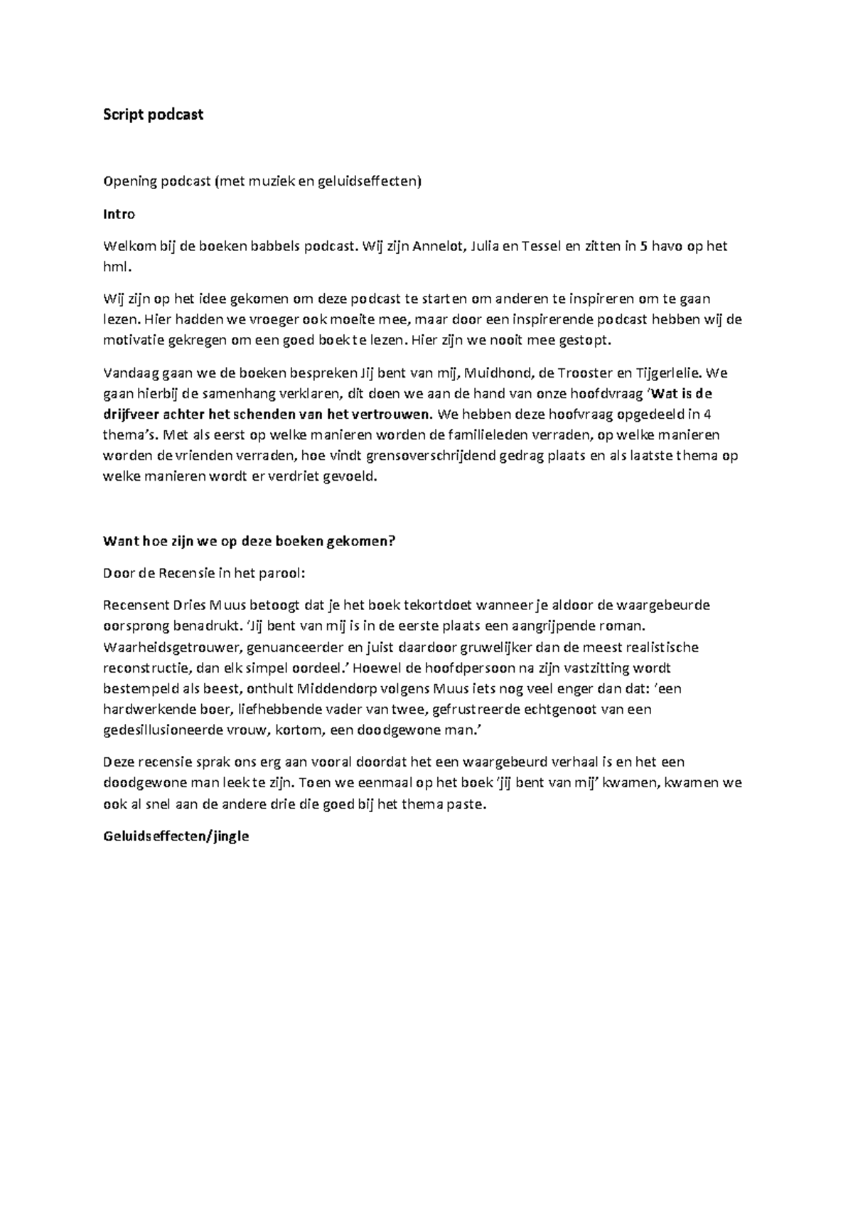 Podcast Script: Boeken Babbels over Bedrog en Verdriet in Literatuur ...