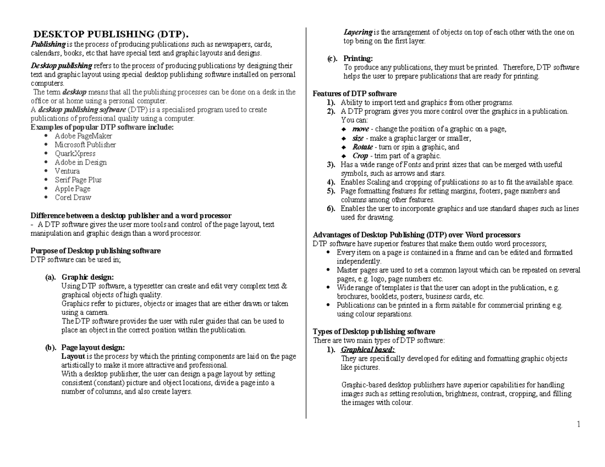 F2 Desktop Publishing 004: Understanding DTP Software and Tools - Studocu