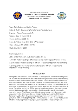 Q2 - Filipino DLP - Day 2 Week 1 - Republic of the Philippines Department of Education Region ...